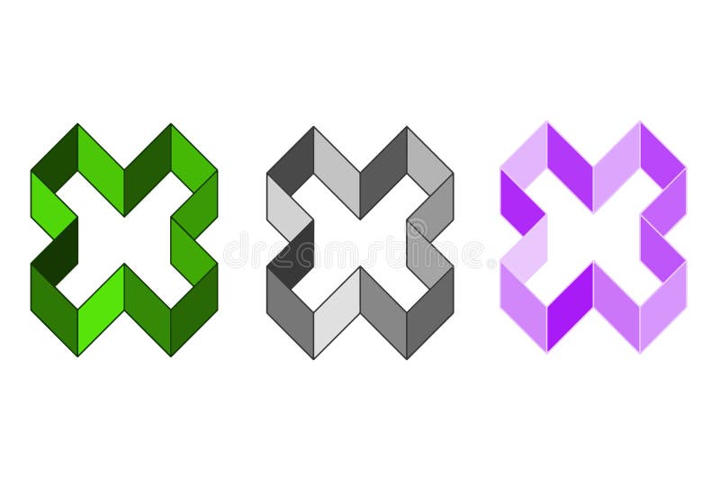 Image of Three Graphic Multi-colored Cross-shaped Figures Stock ...