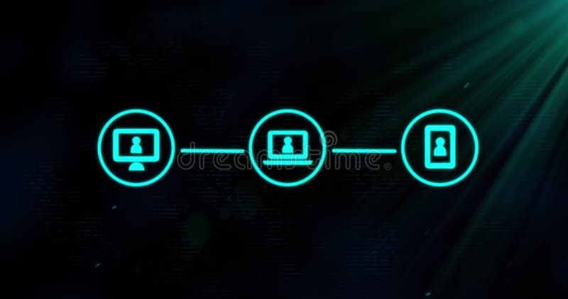 Image of Three Green Digital Computer Interface Icons on Glowing Green ...