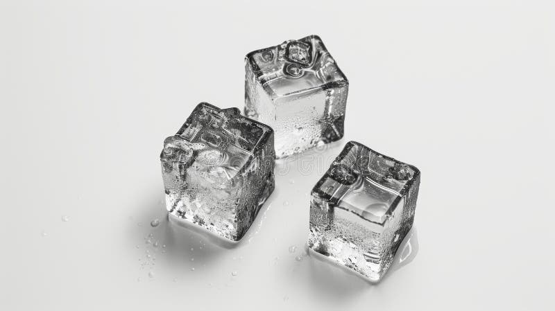 An Image of Three Ice Cubes on a White Background. Stock Image - Image ...