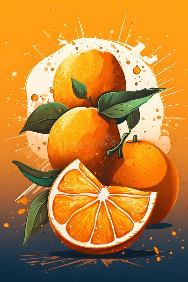 Image of Three Oranges with Leaves on Top of One of Them. Generative AI ...
