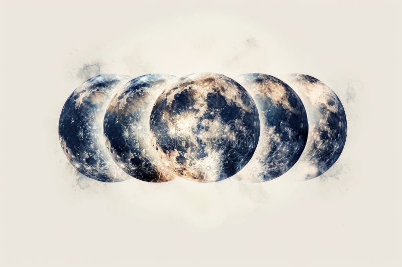 Image of Three Phases of the Moon in the Night Sky. Suitable for ...