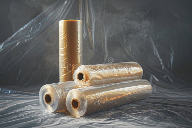A Image of Three Plastic Rolls Placed on a Flat Sheet of Plastic Stock ...