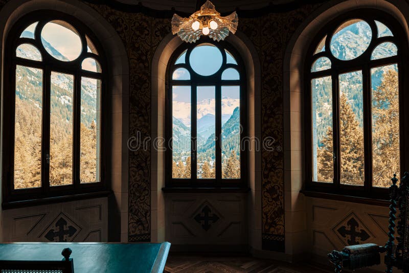 Image of Three Windows from the Interior of Savoia Castle in Italy ...