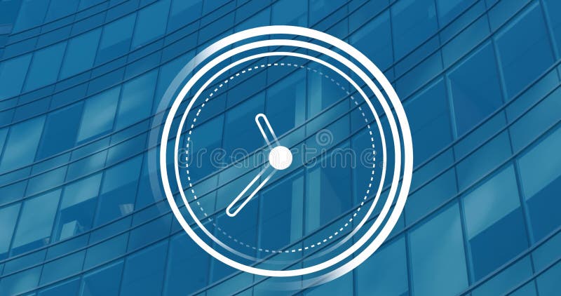 Image of Ticking Clock Icon Against View of Tall Building Stock Photo ...