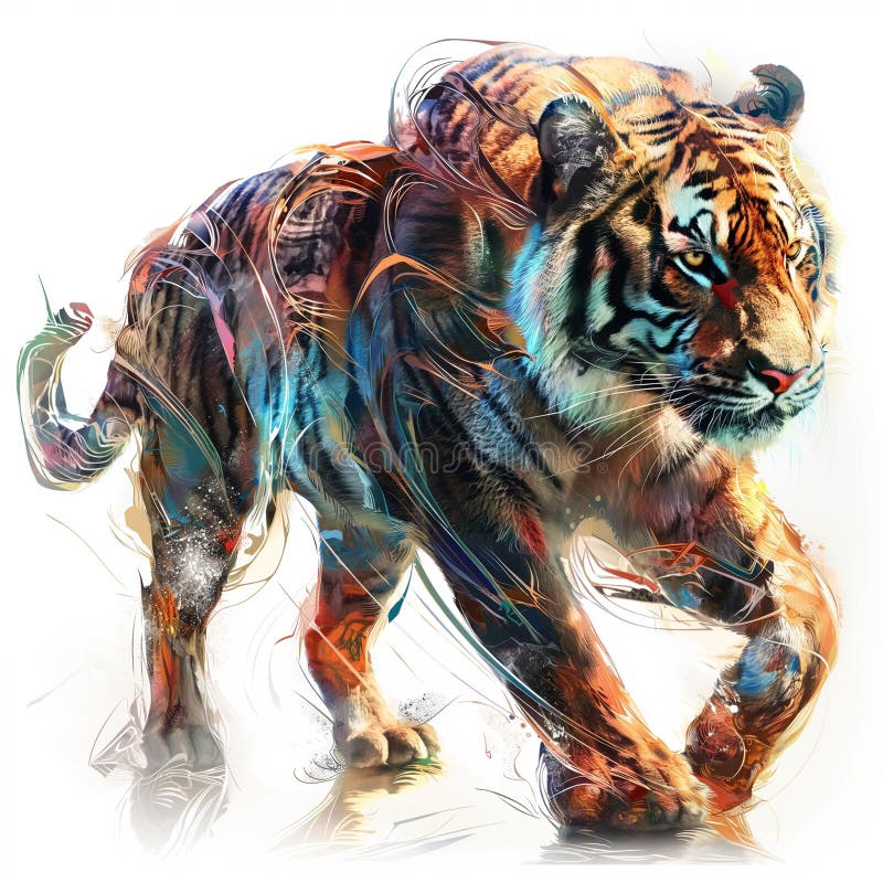 Tiger Isolated on White Background Stock Illustration - Illustration of ...
