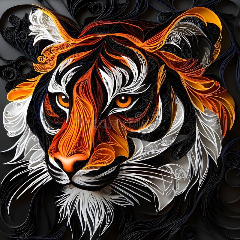 Image of a Tiger Made from Paper Rolls.AI Generated Stock Image - Image ...