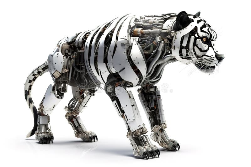 Image of a Tiger Modified into an Electronics Robot on a White ...