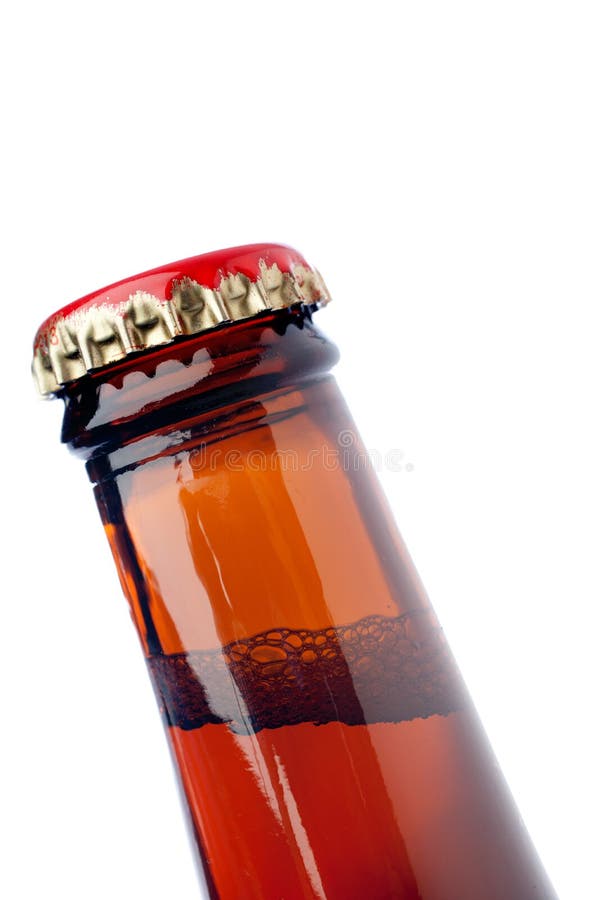 Image of a Tilted Brown Beer Bottle Neck on White Stock Image - Image ...