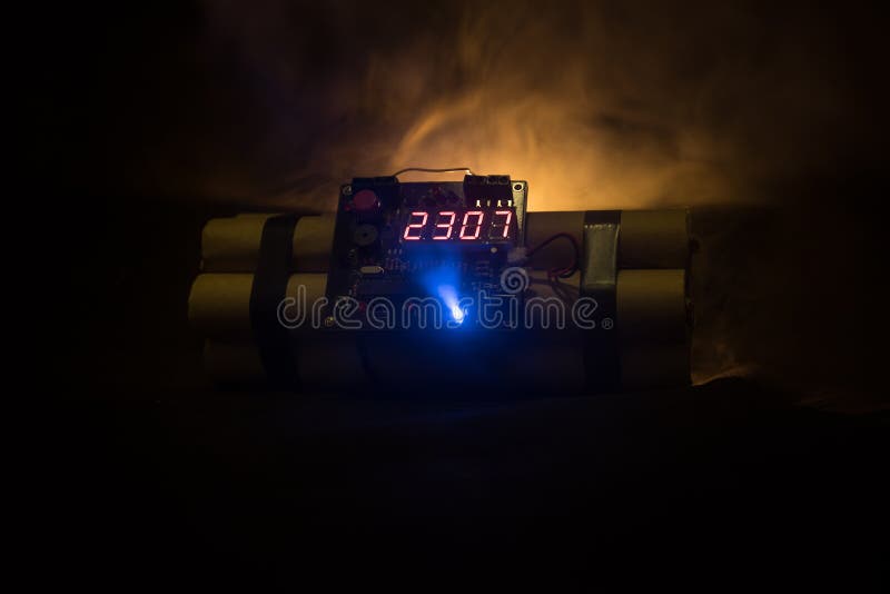 Image of a Time Bomb Against Dark Background. Timer Counting Down To ...