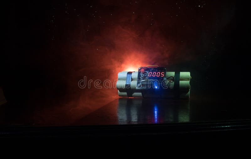 Image of a Time Bomb Against Dark Background. Timer Counting Down To ...