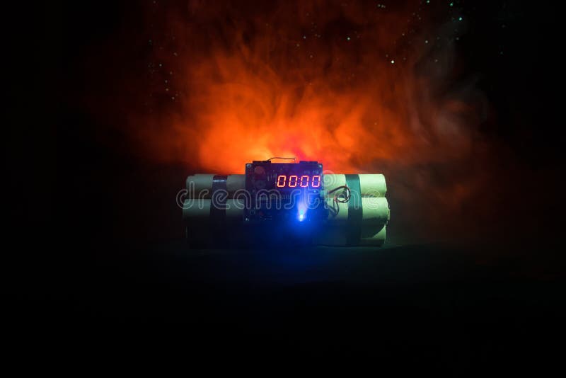 Image of a Time Bomb Against Dark Background. Timer Counting Down To ...