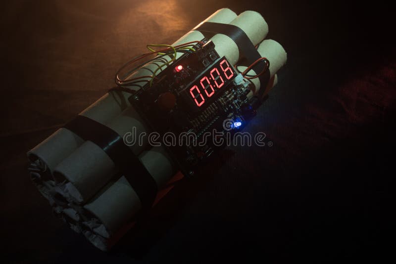 Image of a Time Bomb Against Dark Background. Timer Counting Down To ...