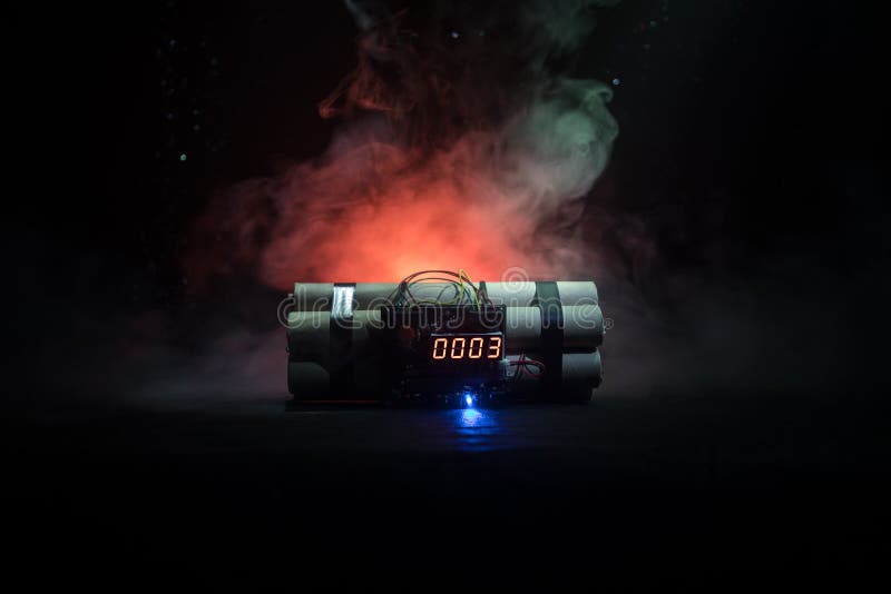Image of a Time Bomb Against Dark Background. Timer Counting Down To ...