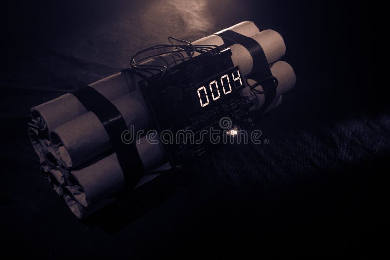 Image of a Time Bomb Against Dark Background. Timer Counting Down To ...