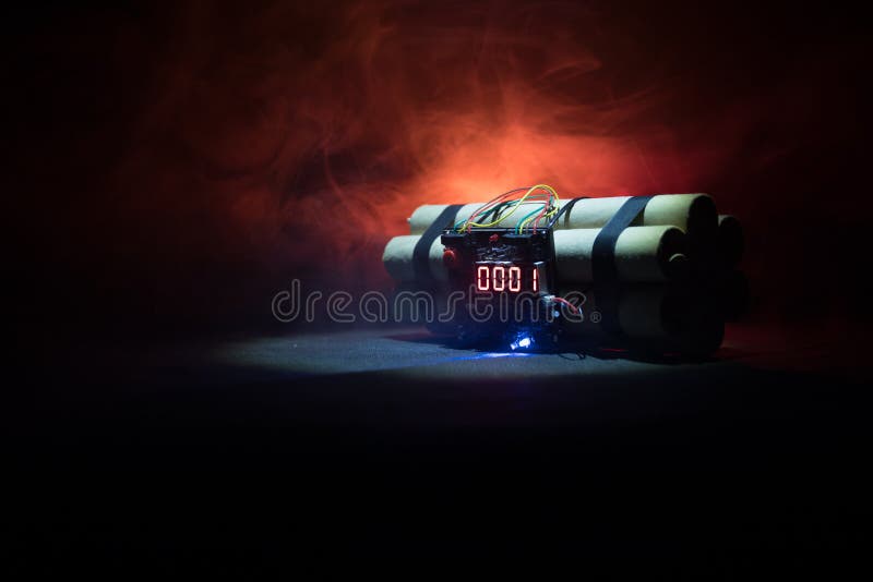 Image of a Time Bomb Against Dark Background. Timer Counting Down To ...