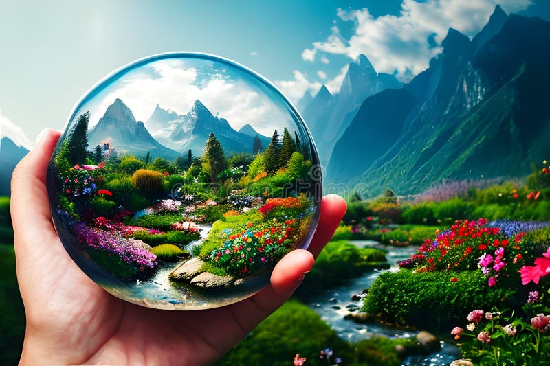 Image of a Tiny Beautiful Landscape Scene in Different Weather and ...