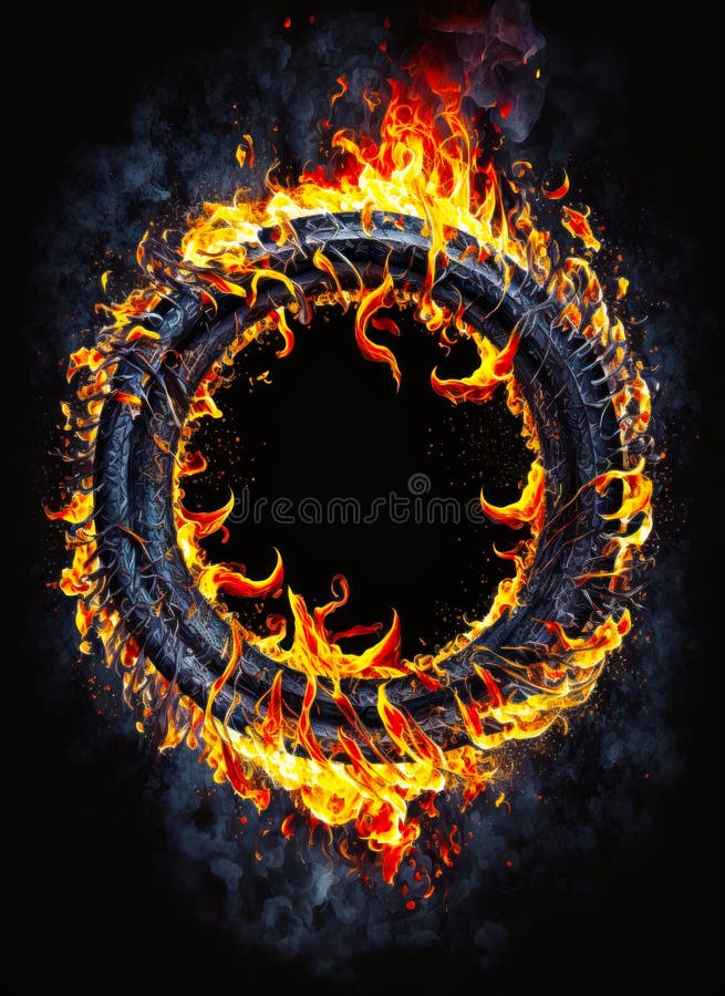 An Image of Tire on Fire in the Shape of Circle. Generative AI Stock ...