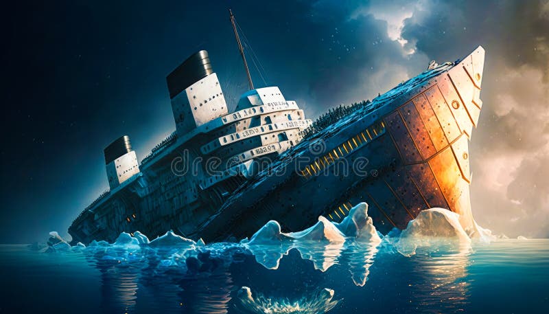 An Image of the Titanic Sinking in the Ocean. Generative AI Stock ...