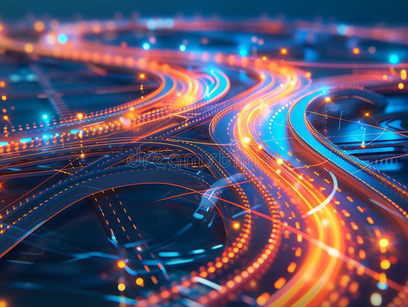 Abstract Network of Interconnected Highways and Roads Connecting Urban ...