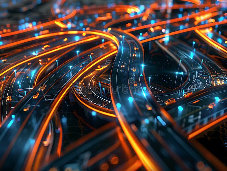 Aerial Network of Roads and Highways Intersecting in Abstract ...