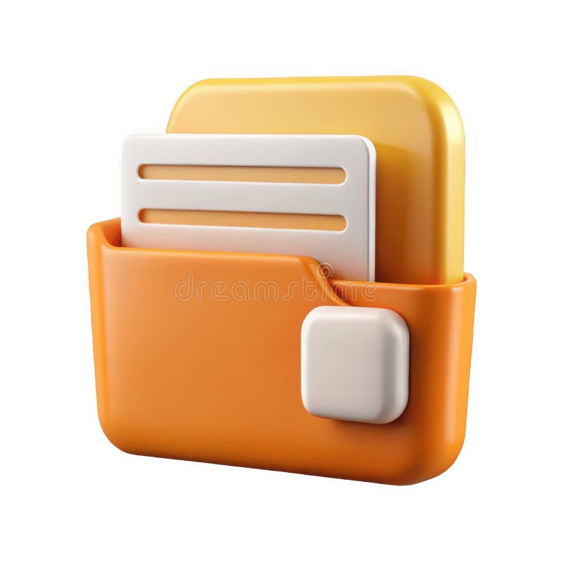 3D Render of a Cartoonish File Folder with Documents for Digital Asset ...