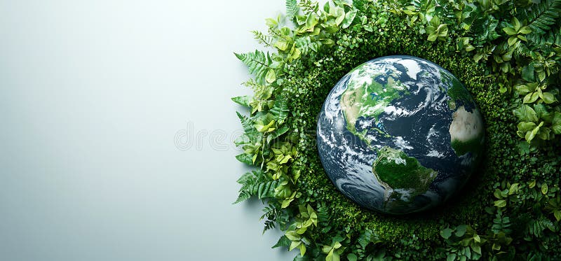 Earth Globe Surrounded by Lush Greenery Symbolizing Environmental ...