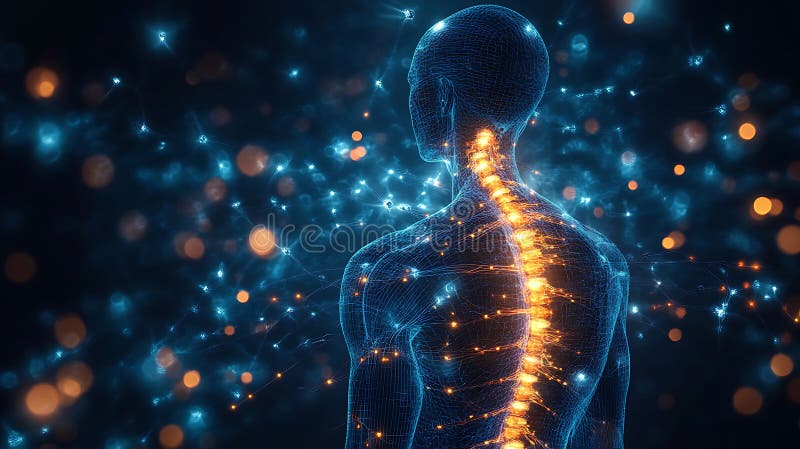 Human Anatomy Visualization with Glowing Neural Network and Spine ...