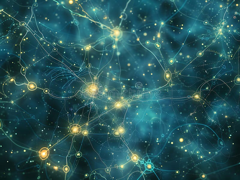 Interconnected Nodes Abstract Background Matrix in Blue Tones Stock ...