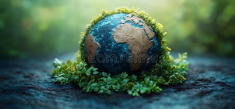 Lush Earth Globe Symbolizing Ecology and Environmental Awareness in a ...