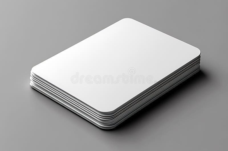 Stack of Blank White Cards with Rounded Corners on Gray Background ...