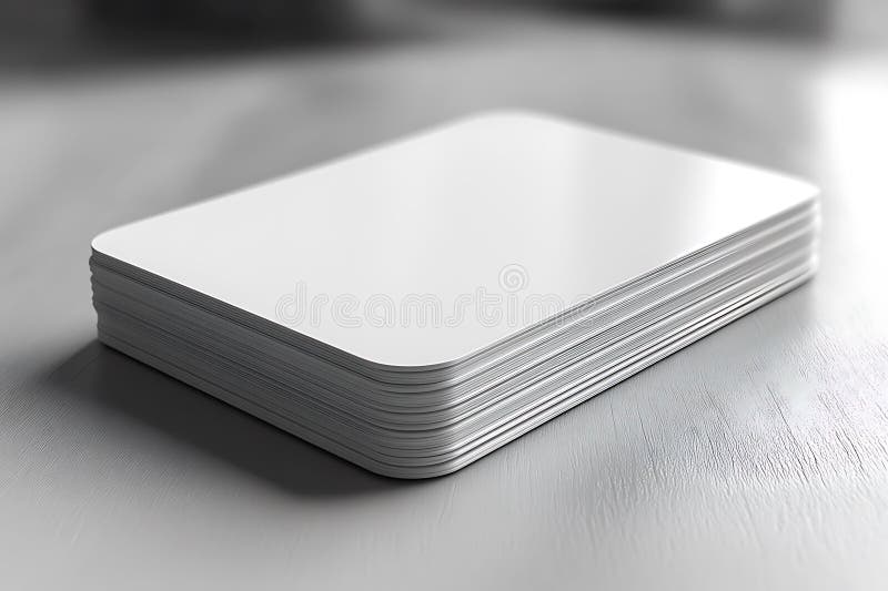Stack of Blank White Cards with Rounded Corners on Textured Surface ...