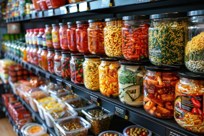 Supermarket Essentials: a Variety of Goods on Shelves Stock ...