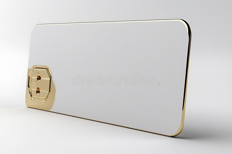 White Rectangle Shape with Gold Electrical Outlet Connector Studio Shot ...