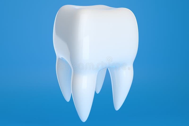 Image of a Tooth on a Blue Background. 3D Rendering. Stock Illustration ...