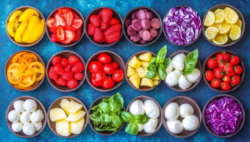 This Image is a Top-down View of a Collection of Bowls in Various ...