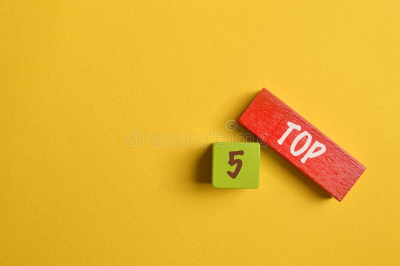 An Image for the TOP 5 Ratings Isolated on Yellow Background Stock ...