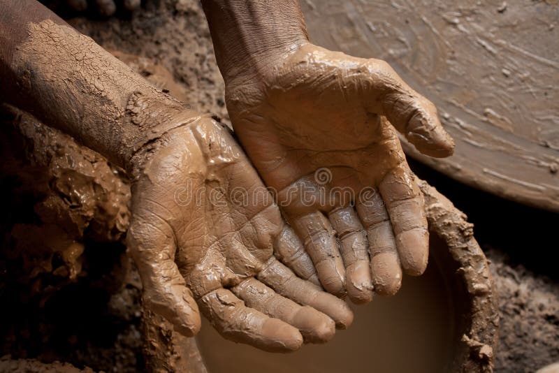 Craftmans Muddy Hands Closeup Stock Photo - Image of closeup, finger ...