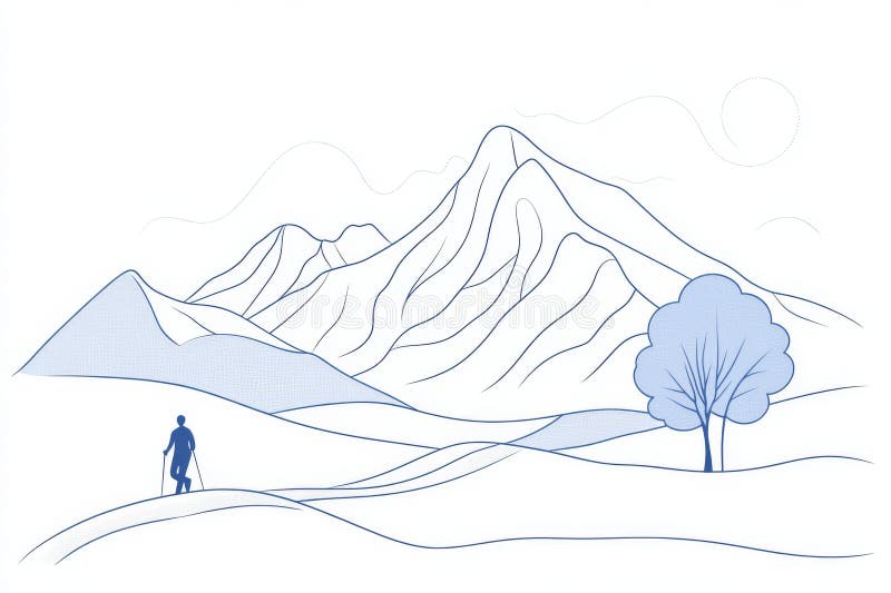 An Image of a Tourist Walking in the Mountains. Travel. Mountain ...