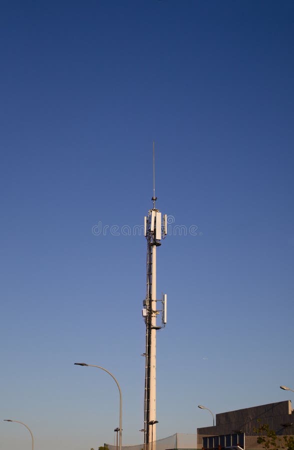 Tower with Antennas for Mobile Network Connection with Copy Space Stock ...