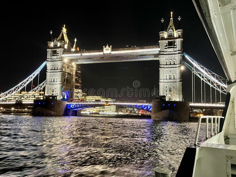 Tower Bridge in Lights at Night Stock Image - Image of light, sunset ...