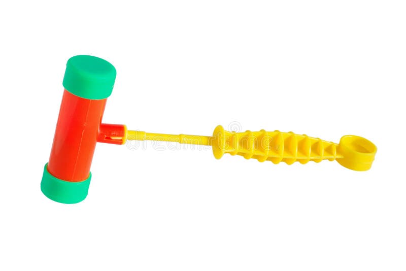 The Plastic Toy Hammer Isolated on White Background Stock Image - Image ...