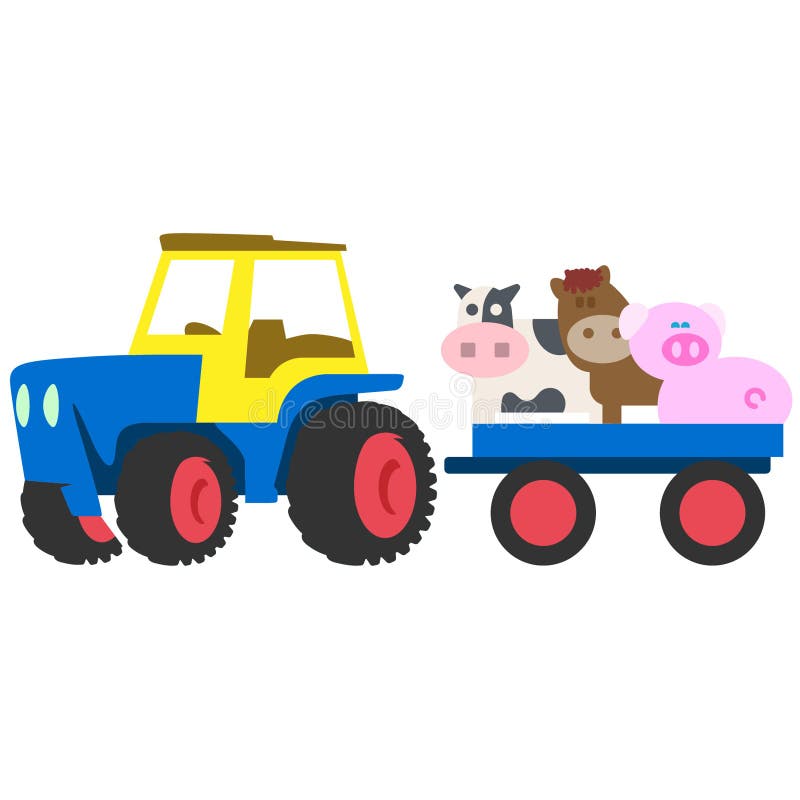 Tractor with Farm Animals EPS Vector File Stock Illustration ...