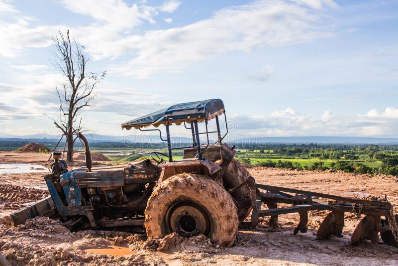 The Image of the Tractor in the Mud Stock Photo - Image of farming ...