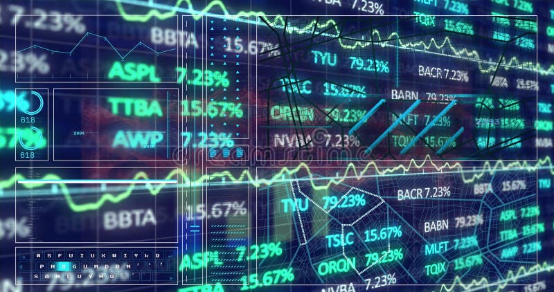 Image of Trading Board Over Graph, Loading Circles, Navigation Pattern ...