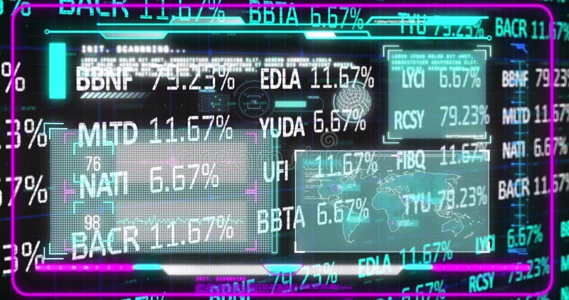 Image of Trading Board Over Infographic Interface Against Black ...