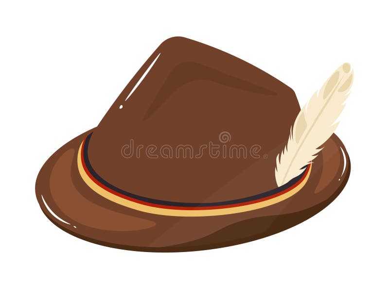 An Image of a Traditional German Hat Adorned with a Feather Drawn in a ...