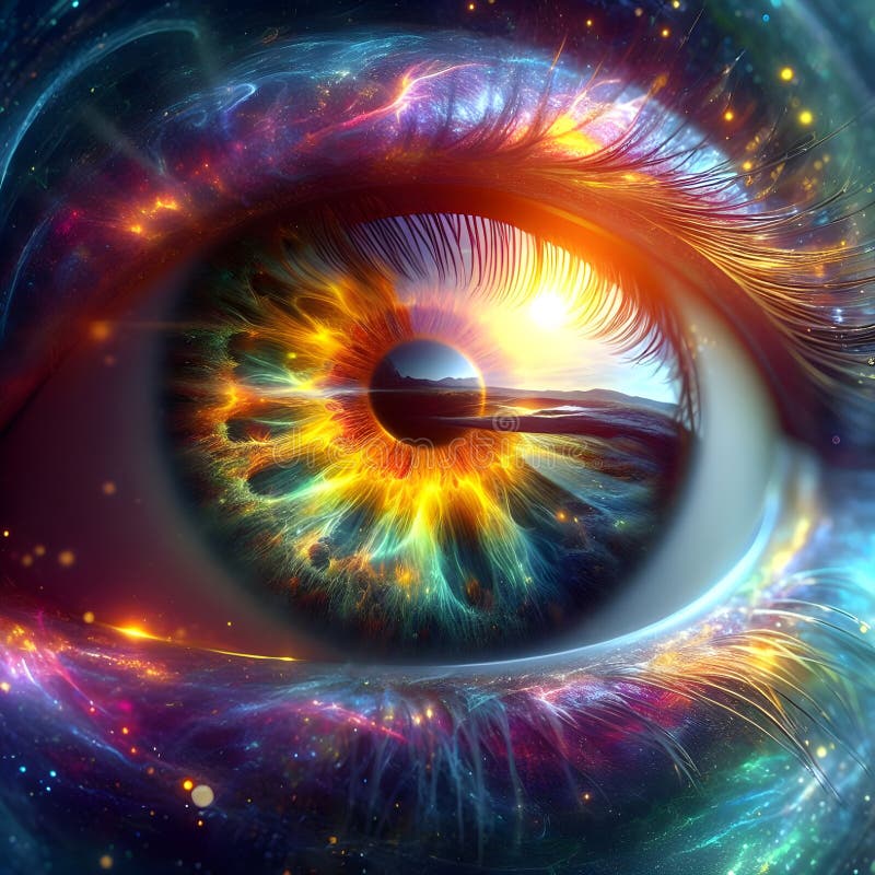 Image of a Translucent Eye with a Kaleidoscope of Bold, Vibrant Colors ...