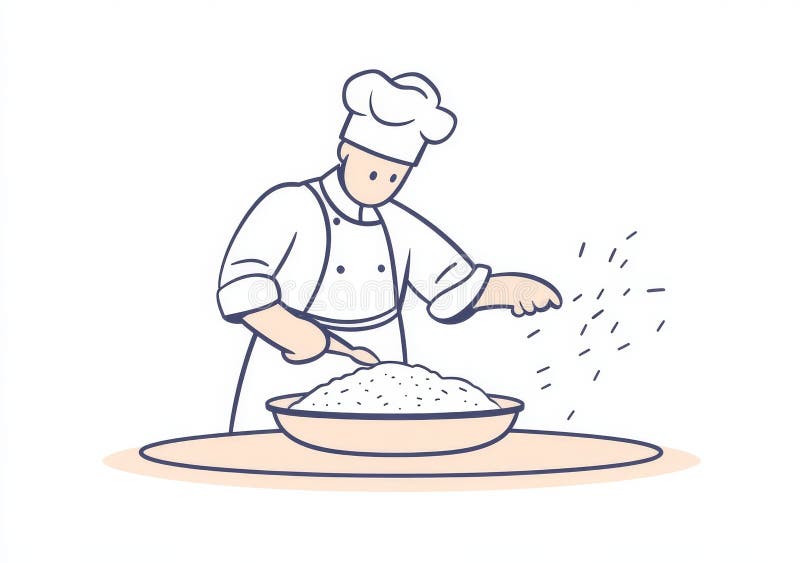 Image with Transparent Background Showing Continuous Line Drawing Chef ...