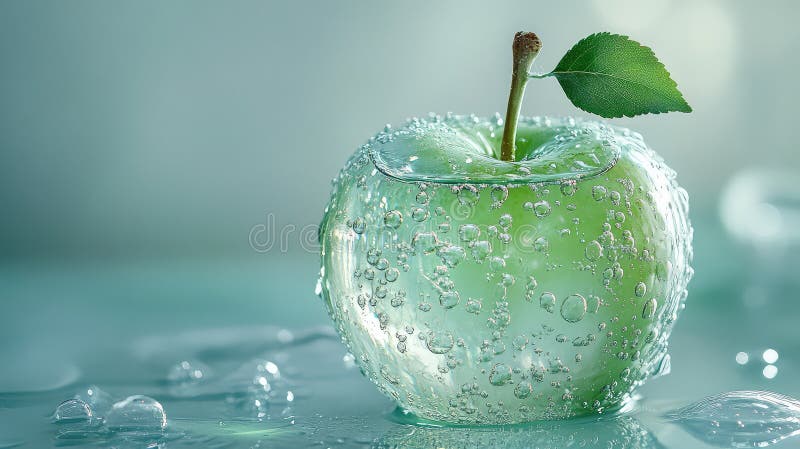 Image of a Transparent Glass Apple Filled with Bubbles Stock ...