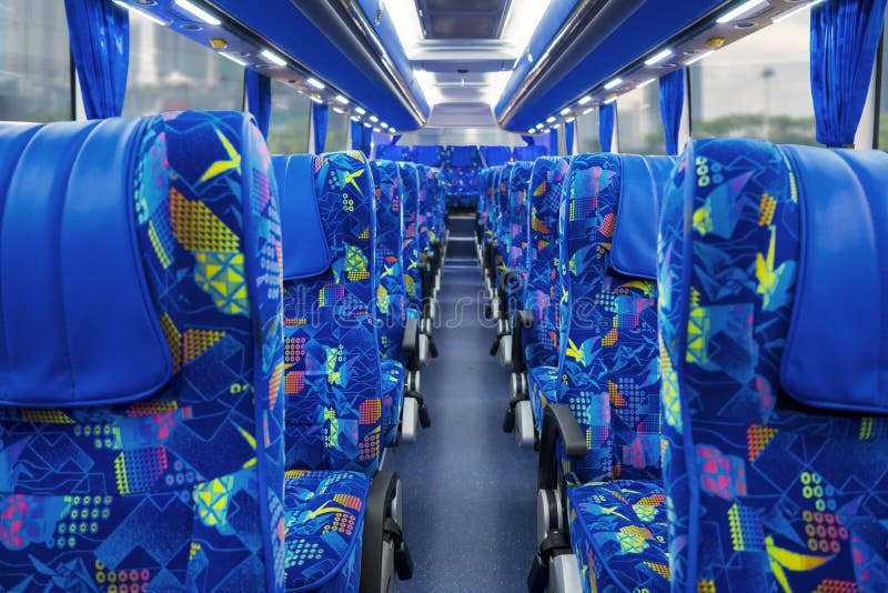 Travel Bus Interior And Seats Stock Image - Image of folding ...